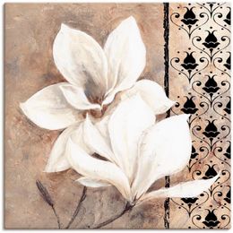 Artland Leinwandbild &raquo;Klassische Magnolien&laquo; Blumenbilder 1 Stk. tlg. auf Holzrahmen gespannt beige Leinwand B/H/T: 40cm x 40cm, Leinwandbild Blumenbilder 