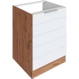 KOCHSTATION Sp&uuml;lenschrank &raquo;KS-Luhe&laquo; 60 cm breit wei&szlig; MDF wotaneiche, B/H/T: 60cm x 82cm x 60cm, T&uuml;ren: 1 Stk.