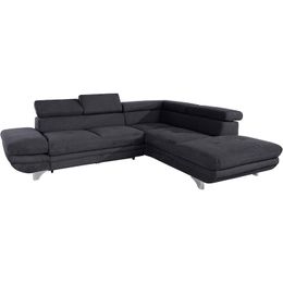 COTTA Ecksofa &raquo;Enterprise L-Form&laquo; mit Arm- & Kopfteilverstellung, wahlweise mit Schlaffunktion schwarz Struktur (100% Polyester );Chenille (90% 