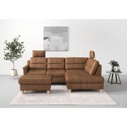 Sit & More sit&more Ecksofa &raquo;Far&ouml; L-Form&laquo; inklusive Federkern, wahlweise mit Schlaffunktion und Bettkasten braun B/H/T: 251cm x 90cm x 187cm, Microfaser, 