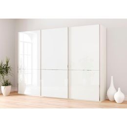 Musterring Schwebet&uuml;renschrank &raquo;Imola W&laquo; inkl. Einlegeb&ouml;den und Kleiderstangen, mit Glast&uuml;ren und Aufleistungen wei&szlig; Floatglas, Holzwerkstoff B/H/T: 295,2cm x 