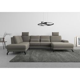 Sit & More sit&more Wohnlandschaft &raquo;Cinturo U-Form&laquo; inklusive Sitztiefenverstellung und Federkern, Sitzh&ouml;he 45 cm braun B/H/T: 345cm x 88cm x 226cm, Luxus-