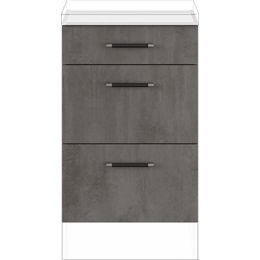 IMPULS K&Uuml;CHEN Auszugsunterschrank &raquo;"Prag", in drei Breiten, H&ouml;he: 72,3 cm&laquo; vormontiert, mit Soft-Close grau Dekorfolie, Holzwerkstoff Space Grey, B/H/