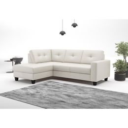 OTTO home Ecksofa &raquo;Varese&laquo; wahlweise mit Schlaffunktion und Bettkasten wei&szlig; B/H/T: 226cm x 91cm x 170cm, NaturLEDER Stoff, Ottomane links,mit 