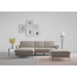 Sit & More sit&more Ecksofa &raquo;Fashion L-Form&laquo; wahlweise mit Kopfteilverstellung, Vorziehsitz, motorisch, Nickelf&uuml;&szlig;e braun B/H/T: 253cm x 84cm x 165cm, Chenille, 