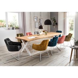 Home Affaire Esstisch &raquo;Tristan&laquo; massive Balkeneiche ge&ouml;lt mit Baumkante braun B/H/T: 280cm x 77cm x 100cm