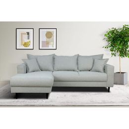 Home Affaire Ecksofa &raquo;VEYRAS L-Form, hoher Sitzkomfort, Ma&szlig;e B/T/H: 230/150/76 cm&laquo; mit Wellenunterfederung, incl. R&uuml;ckenkissen und Zierkissen grau 100
