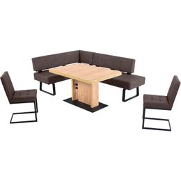 K+w Komfort & Wohnen K+W Komfort & Wohnen Essgruppe &raquo;Spider II&laquo; 4 Stk. tlg. langer Schenkel wahweise in 2 Breiten, 2 Freischwinger, 1 Tisch braun B/H/T: 88cm x 50cm, 
