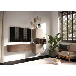 Home Affaire Wohnwand &raquo;Infinity, 4tlg. Breite 222 cm, H&ouml;he variabel, Wohnwand&laquo; Spar-Set, 4 Stk. tlg. grau B/H/T: 222cmcm x 175cmcm x 30cmcm