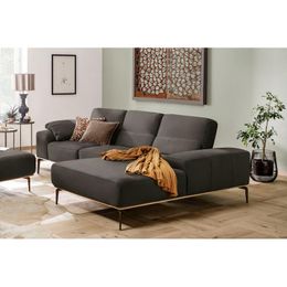 W.Schillig Ecksofa &raquo;run, Designsofa mit tollem Sitzkomfort, bequem, L-Form&laquo; mit Holzsockel, F&uuml;&szlig;e in Bronze pulverbeschichtet, Breite 279 cm grau 