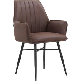 OTTO home Esszimmerstuhl &raquo;Hrodwyn&laquo; () 2 Stk.Sitz gepolstert, mit horizontale N&auml;hten am R&uuml;cken, Sitzh&ouml;he 52 cm braun Stoff B/H/T: 58cm x 92cm x 58cm, 2