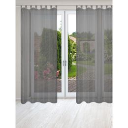 Home Wohnideen Vorhang &raquo;NESSI 2er Pack&laquo; Schlaufen 2 Stk. tlg. Uni, Voile, transparent, Schlaufen inkl. Zugband, 2er Pack grau Polyester 245cm, 