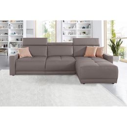 DOMO collection Ecksofa &raquo;Ava mit moderner Sitzheftung & toller Doppelnaht, komfortabel, L-Form&laquo; mit Recamiere, inkl. Federkern, wahlweise mit 