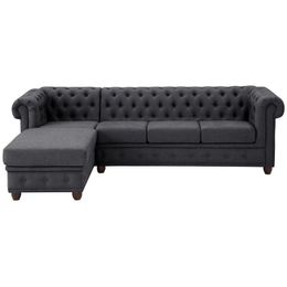 Home Affaire Chesterfield-Sofa &raquo;New Castle L-Form&laquo; hochwertige Knopfheftung in Chesterfield-Design, B/T/H: 255(171/72) schwarz B/H/T: 255cm x 72cm x 