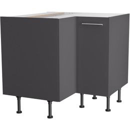 KOCHSTATION Eckunterschrank &raquo;KS-Bern2&laquo; Breite 90 x 90 cm, 1 T&uuml;r, 1 Einlegeboden grau Holzwerkstoff B/H/T: 90cm x 87cm x 58,4cm, T&uuml;ren: 2 Stk.
