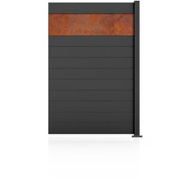 STAKET PRO Gartenzaun &raquo;Anbauzaun Paneel 150&laquo; LxH: 124,2x187 cm, 1 Element &aacute; 120 cm Breite + Cortenstahl schwarz Aluminium, Glas H/L: 180cm x 1,24m, 