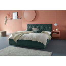 Westfalia Schlafkomfort Polsterbett &raquo;Adamas&laquo; auch mit Bettkasten, Knopfheftung mit Strasssteinen gr&uuml;n Bezug: 100% Polyester, Polsterung: Polsterwatte, Material Gestell: 