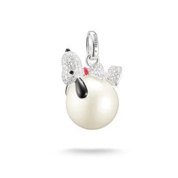 Thomas Sabo Damen Thomas Sabo Kettenanh&auml;nger &raquo;Thomas Sabo x Peanuts Anh&auml;nger Snoopy auf Schneeball&laquo; mit Zirkonia (synth.) und Perle (imitiert) silber 