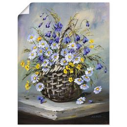 Artland Wandbild &raquo;Bunter Korb&laquo; Blumen 1 Stk. tlg. als Leinwandbild, Poster in verschied. Gr&ouml;&szlig;en blau B/H/T: 60cm x 80cm, Poster Blumen Hochformat, 1 Stk.
