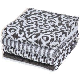 Pad Badetuch &raquo;FAMILY, 70x140 cm&laquo; Made in Europe, verschiedene Muster in einem Set, mit Fransen schwarz Frottee, Frottee B/L: 70cmx140cm, 4 Stk., 