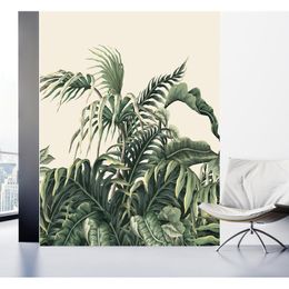 queence Fototapete &raquo;Dschungel&laquo; Motiv bedruckt nat&uuml;rlich realistisch glatt Wandpaneele, selbstklebend, Tapete, Sticker, Wanddeko, XXL-Fotomotiv beige 