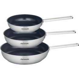 Pfannen-Set &raquo;Hanseatic&laquo; Edelstahl 18/10 Set, je 1x Pfanne 20 cm, 1,4 l, 3 Stk. tlg. Antihaft-Versiegelung, beschichtet, Induktion silber &Oslash; 28cm