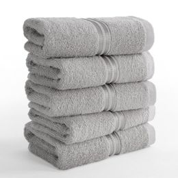 HAMMETEX Gaestehandtuecher &raquo;5er Set, 30x50 cm, weich & saugstark, 100% Baumwolle&laquo; mit Bord&uuml;re, einfarbig, Schlaufe, 100% Baumwolle Frottee grau 