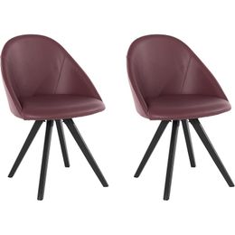 OTTO home 4-Fu&szlig;stuhl &raquo;Lotos&laquo; (Set) 2 Stk.Bezug aus Echtleder und Gestell aus Eiche Massivholz rot Holzwerkstoff B/H/T: 57cm x 85cm x 59cm, 2 Stk., 