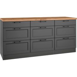 KOCHSTATION Unterschrank &raquo;KS-Lana&laquo; Breite 180 cm grau Holzwerkstoff, MDF graphit, B/H/T: 180cm x 86cm x 60cm, Schubladen: 9 Stk.