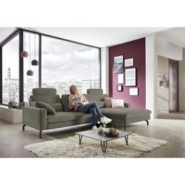 Die PlanBar Ecksofa &raquo;MP-IN20110 L-Form mit Federkern-Polsterung&laquo; optional mit Funktionen erh&auml;ltlich gr&uuml;n 100% Polyester B/H/T: 302cm x 87cm x 178cm, 