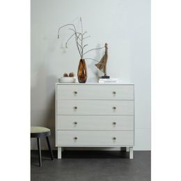 Woood Sideboard &raquo;Madu Kiefernholz mit Metallkn&ouml;pfen H 91 x B 94 x T 52 cm&laquo; Tragkraft 10 kg pro Schublade, Schutzlackierte Kiefernholzoberfl&auml;che grau 