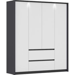 Rauch Dreht&uuml;renschrank &raquo;Mainz mit Passepartout&laquo; optional mit Beleuchtung, Au&szlig;ent&uuml;ren mit Push-to-Open Funktion grau Holzwerkstoff B/H/T: 185cm x 212cm