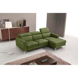 Egoitaliano Ecksofa &raquo;Matt, erstklassiger Sitzkomfort, aufwendige Detailverarbeitung, L-Form&laquo; mit verstellbaren Kopfteilen zum Relaxen gr&uuml;n B/H/T: 247cm x 100cm, 