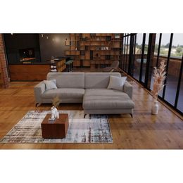 Sit & More sit&more Ecksofa &raquo;Bolero L-Form&laquo; grau 100% Polyester B/H/T: 290cm x 88cm x 178cm, Luxus-Microfaser Euphoria, Recamiere rechts,mit Kopfteilverstellung,