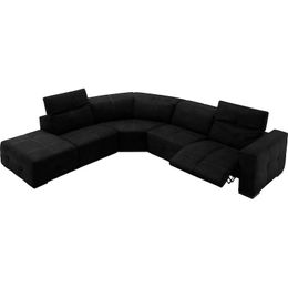 Egoitaliano Ecksofa &raquo;Sauvanne, Designsofa der Extraklasse, elegant und bequem, L-Form&laquo; wahlweise mit elektrischer Relaxfunktion, Kopfteilverstellung schwarz Leder
