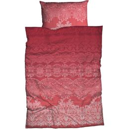 CASATEX Bettw&auml;sche &raquo;Demir&laquo; 2 Stk. schlichte, elegante, Bettw&auml;sche rot Biber, Obermaterial: 100% Baumwolle B/L: 135cm x 200cm, 1 Stk., 1 Stk., Biber, B