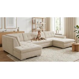 OTTO home Wohnlandschaft &raquo;Tornby 360 x 201 cm, mit Steppungen, modern & stabil&laquo; L-Form, aus haustierfreundlichem Pet Friendly Bezug beige 100% 