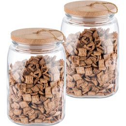 APS Vorratsglas &raquo;Woody&laquo; inkl. Holzdeckel, 2,5 Liter transparent Glas B/H/L: 14cm x 21,5cm x 14cm