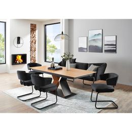 K+w Komfort & Wohnen K+W Komfort & Wohnen Essgruppe &raquo;Mikkado Tube&laquo; 6 Stk. tlg. 4 Freischwinger und ein Funktionsesstisch grau B/H/T: 192cm x 88cm x 71cm, Flachgewebe, 