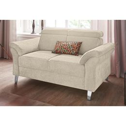 Sit & More sit&more 2-Sitzer &raquo;Arngast&laquo; inklusive Federkern und Kopfteilverstellung beige B/H/T: 156cm x 84cm x 93cm, Luxus-Microfaser, R&uuml;ckseitemit Stoff bezogen