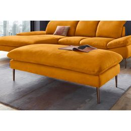 W.Schillig Hocker &raquo;enjoy&MORE&laquo; F&uuml;&szlig;e bronze pulverbeschichtet, Breite 151 cm gelb Chenille-Flachgewebe R66 (85% Polyester, 15% Nylon);Longlife Xtra-