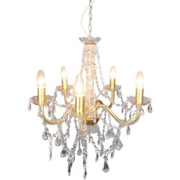 N&auml;ve n&auml;ve Kronleuchter &raquo;Cecilia&laquo; E14 1 Stk. 5flg., Kristallbehang aus Acryl, exkl. Leuchtmittel E14, D: ca. 52cm gold 5, &Oslash; 52cm H: 85cm, 1 Stk.