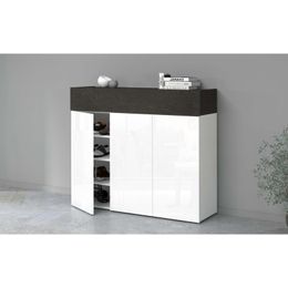 Home Affaire Schuhschrank &raquo;Savona&laquo; 1 Stk. tlg. wei&szlig; Holzwerkstoff wei&szlig;/zement, B/H/T: 114cm x 100cm x 35cm, T&uuml;ren: 3 Stk.