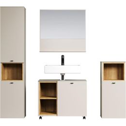 Welltime Badm&ouml;bel-Set &raquo;San Pedro&laquo; Komplett-Set, 4 Stk. tlg. Floatglas, Holzwerkstoff, Metall B/H/T: 180cmcm x 186cmcm x 42cmcm