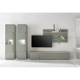 Home Affaire Wohnwand &raquo;City/Giron, moderne Anbauwand, Komplettset in vielen Farben verf&uuml;gbar&laquo; Set, 4 Stk. tlg. gr&uuml;n Holzwerkstoff B/H/T: 400cmcm x 