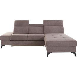 OTTO home Ecksofa &raquo;Cardiz L-Form&laquo; inkl.Kopfteilverstellung und Federkern wahlweise mit Schlaffunktion grau Webstoff (100% Polyester);Luxus-Microfaser 