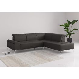 OTTO home Ecksofa &raquo;Caluna&laquo; Inkl.Sitztiefenverstellung, wahlweise mit Kopf- und Armteilverstellung grau B/H/T: 274cm x 81cm x 235cm, NaturLEDER Stoff, 