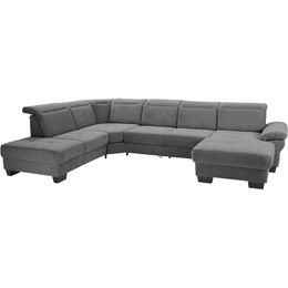 OTTO home Wohnlandschaft &raquo;Cornwall U-Form&laquo; inkl. Sitztiefenverstellung, wahlweise mit Schlaffunktion grau Struktur fein (100% Polyester);Luxus-