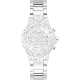 Guess Damen Quarzuhr &raquo;MOONLIGHT&laquo; Armbanduhr, Damenuhr, Kristallsteine, Edelstahlarmband silber Einheitsgr&ouml;&szlig;e