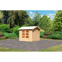 Karibu Gartenhaus &raquo;Traufberg 3&laquo; naturbelassen beige Holzwerkstoff Einheitsgr&ouml;&szlig;e